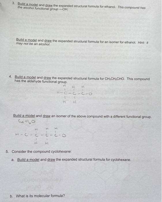 Solved 3. Build a model and draw the expanded structural | Chegg.com