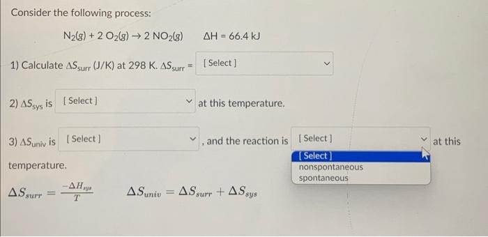 Solved Consider the following process: N2( g)+2O2( g)→2NO2( | Chegg.com