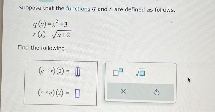 Solved Suppose that the functions q and r are defined as | Chegg.com