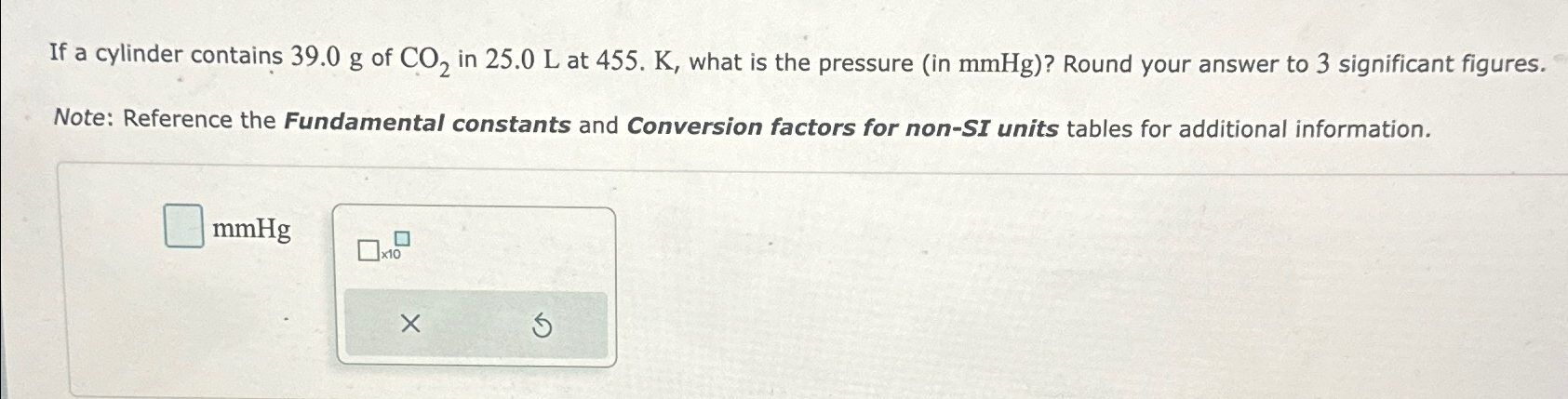 Solved If a cylinder contains 39.0g of CO_(2) in 25.0L at | Chegg.com