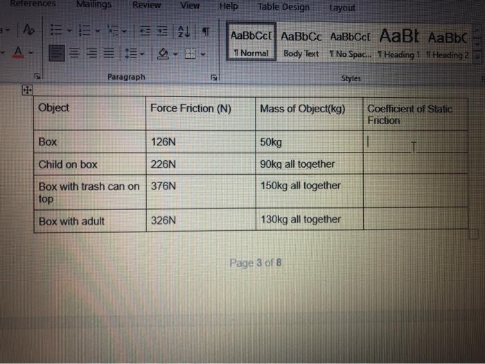 Solved References Mailings Review View Help Table Design | Chegg.com