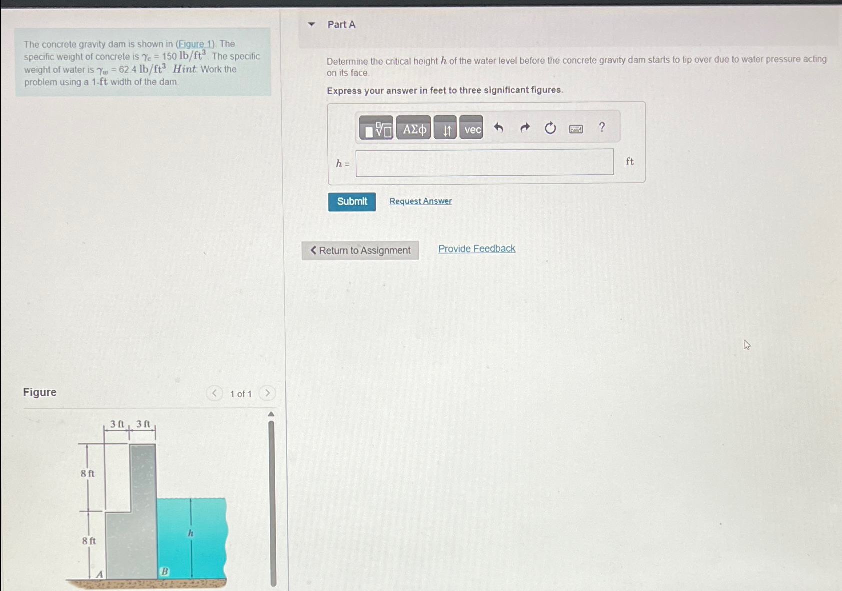 Solved Part AThe concrete gravity dam is shown in (Figure | Chegg.com