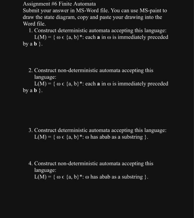 Solved Assignment \#6 Finite Automata Submit your answer in | Chegg.com