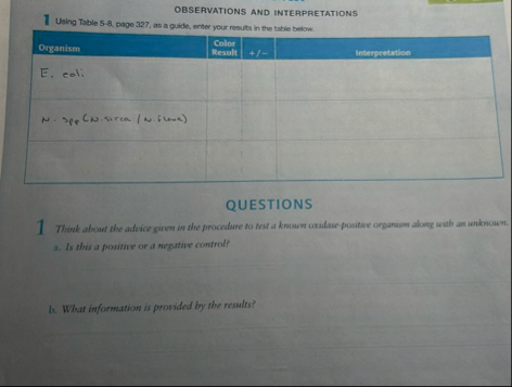 OBSERVATIONS AND INTERPRETATIONS1 ﻿Using Table 5-8, | Chegg.com