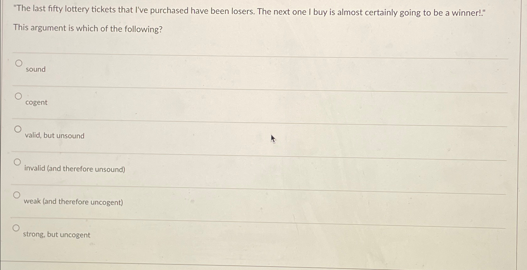Solved "The last fifty lottery tickets that I've purchased | Chegg.com