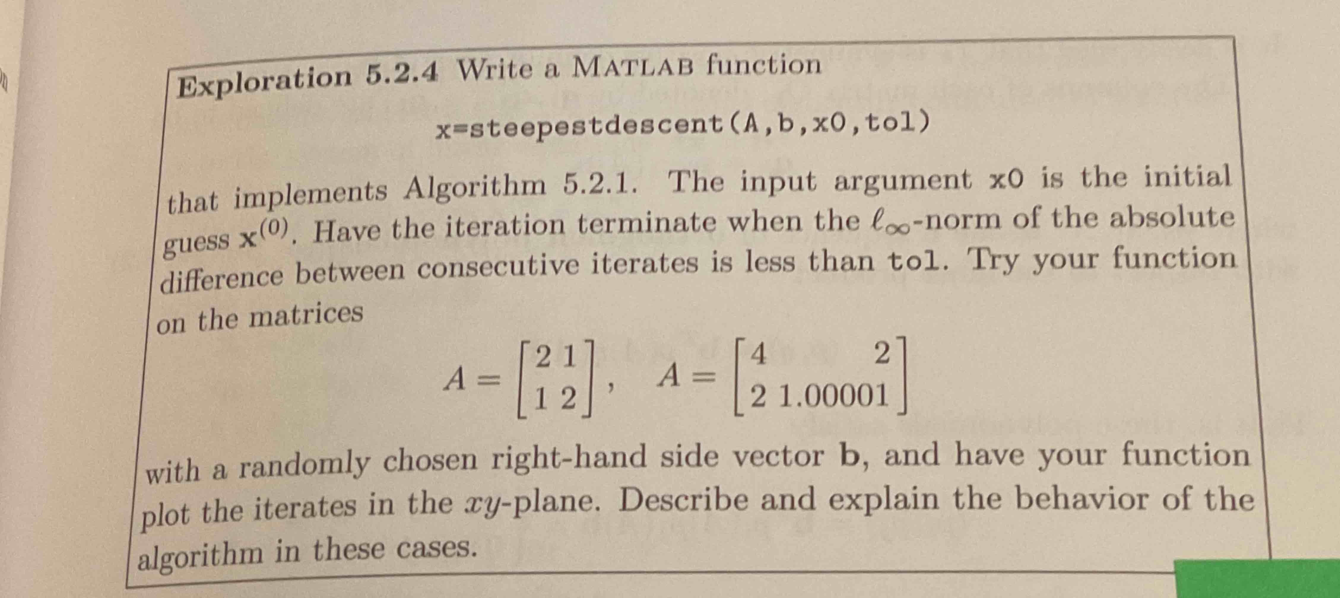 Solved Exploration 5.2.4 ﻿Write a MATLAB functionx= | Chegg.com