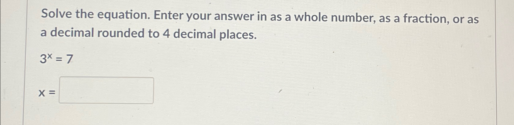 Solved Solve the equation. Enter your answer in as a whole | Chegg.com