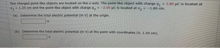 Solved Two charged point-like objects are located on the | Chegg.com