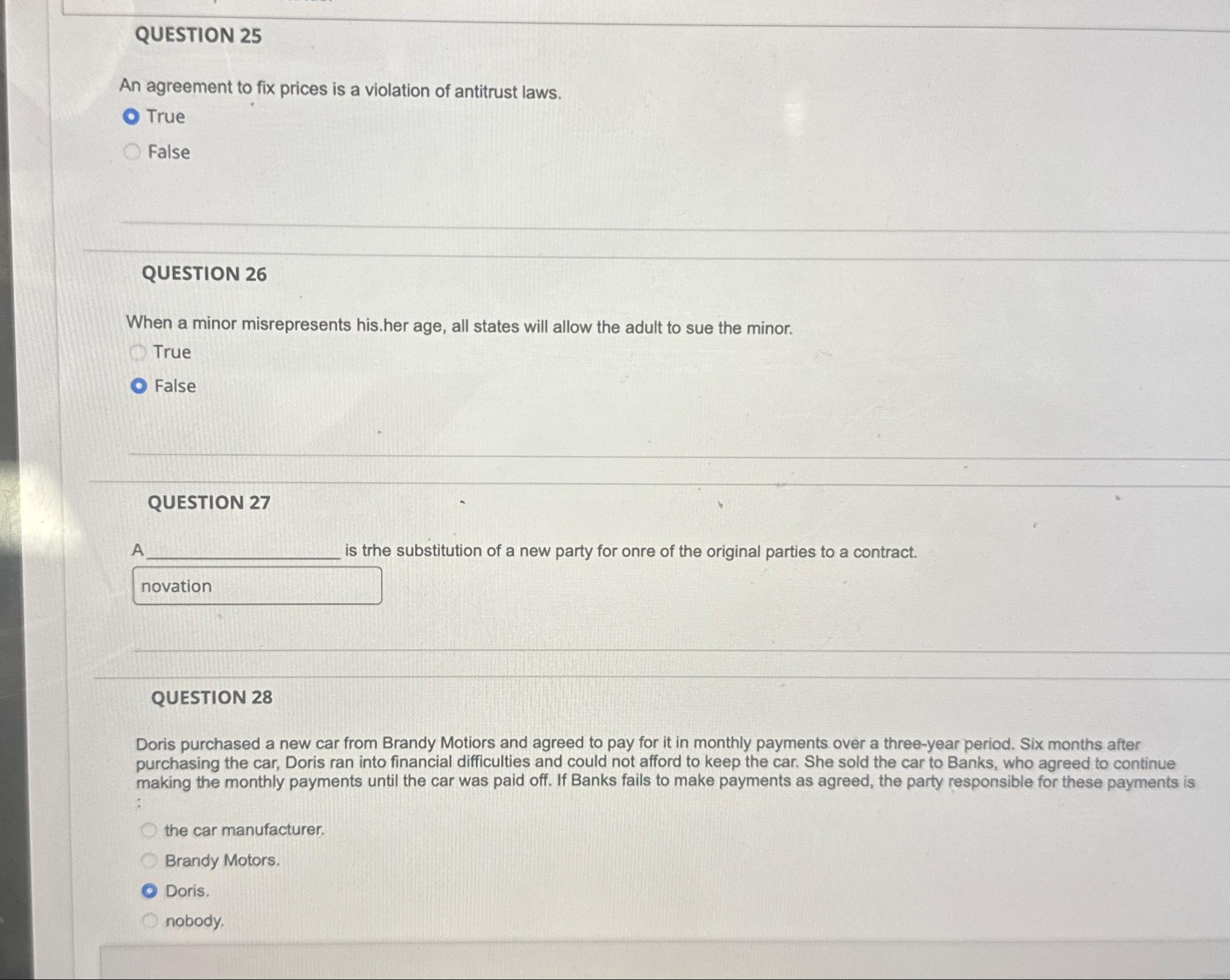 Solved QUESTION 25An agreement to fix prices is a violation | Chegg.com