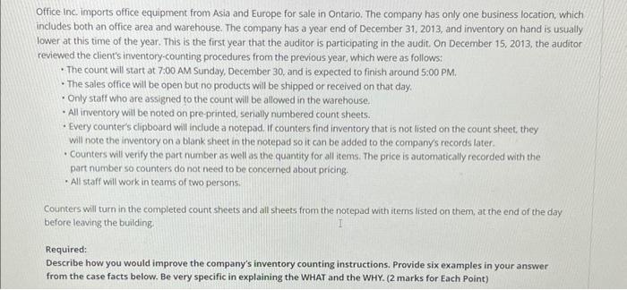 Solved Office inc. imports office equipment from Asia and | Chegg.com