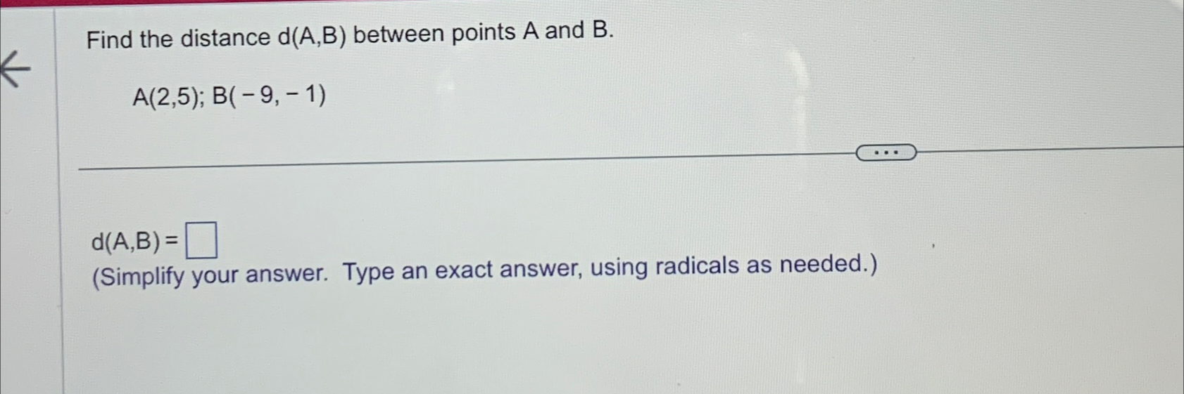 Solved Find the distance d(A,B) ﻿between points A and | Chegg.com