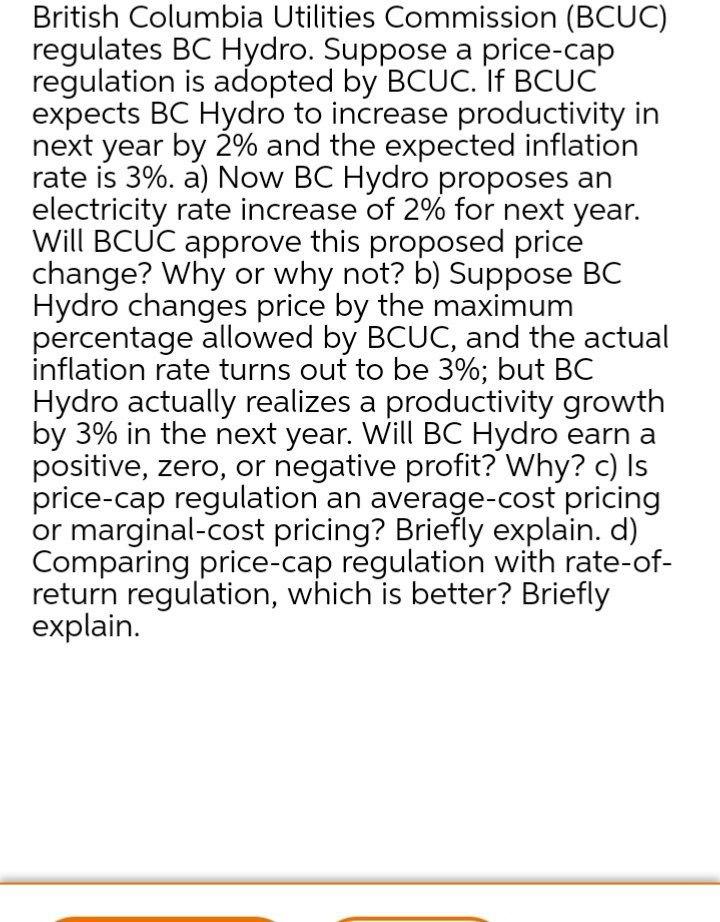 British Columbia Utilities Commission (BCUC) | Chegg.com