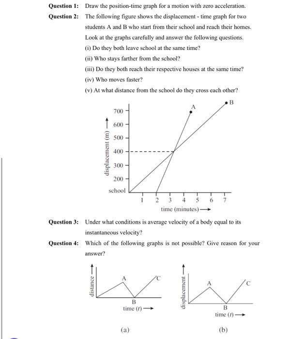 Solved Question 1: Draw the position-time graph for a motion | Chegg.com