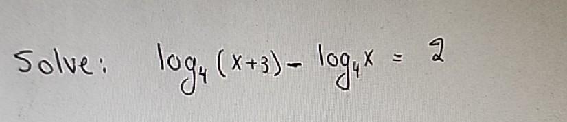 Solved Solve: ,log4(x+3)-log4x=2 ﻿step by step | Chegg.com