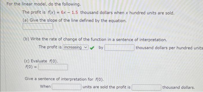 Solved the linear model, do the following. The profit is | Chegg.com