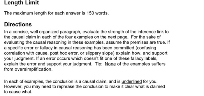 Length Limit The maximum length for each answer is | Chegg.com