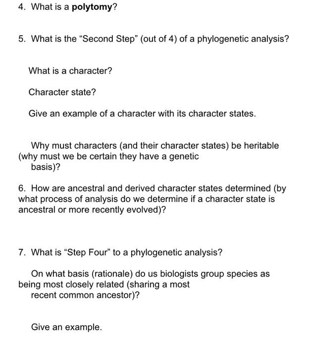 Solved 4. What is a polytomy? 5. What is the "Second Step" | Chegg.com