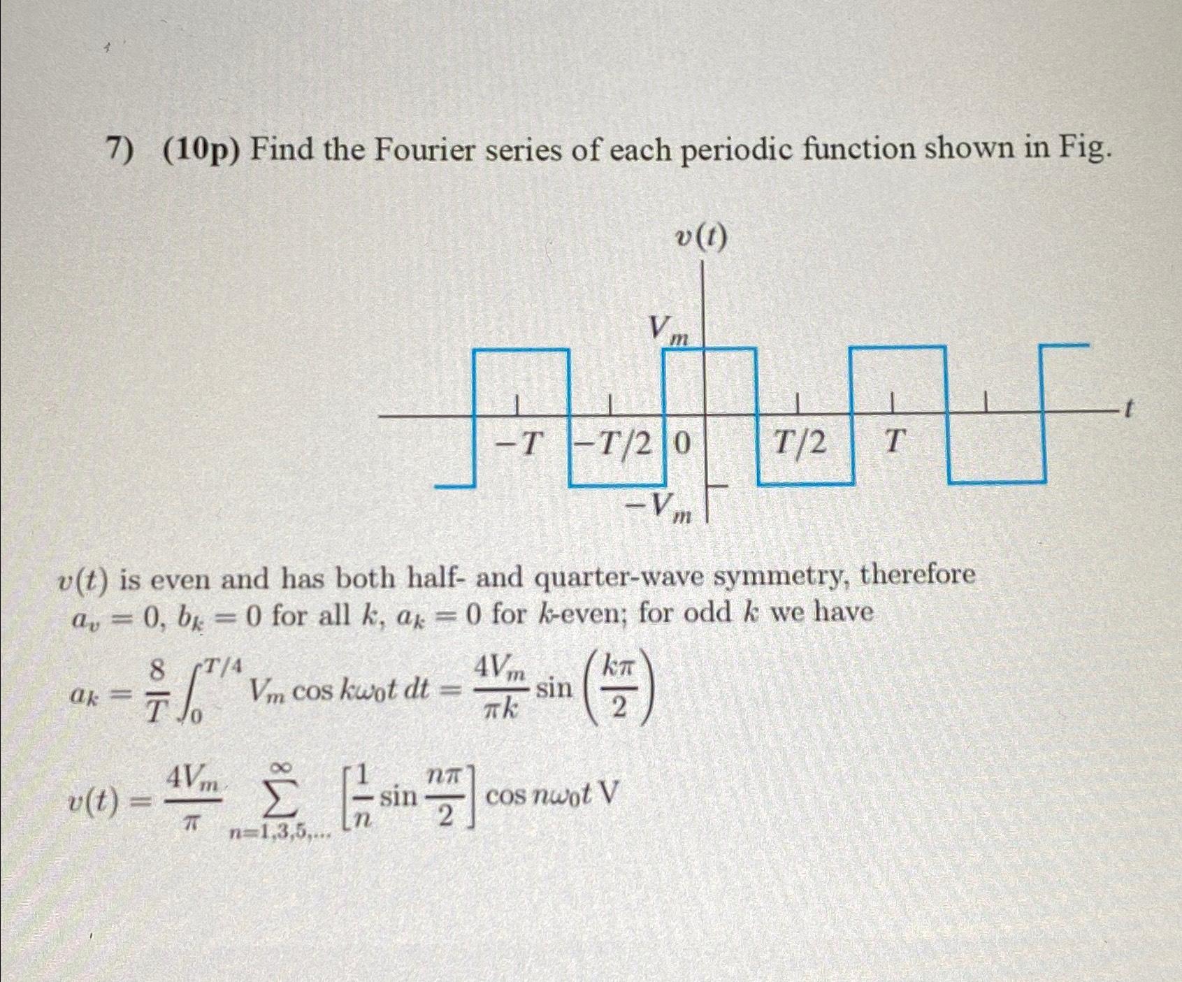 Solved (10p) ﻿Find the Fourier series of each periodic | Chegg.com