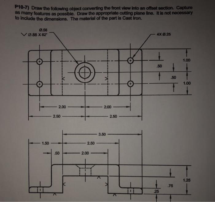 Solved P10-7) Draw the following object converting the front | Chegg.com