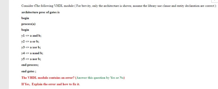 Solved Consider tThe following VHDL module ( For brevity, | Chegg.com