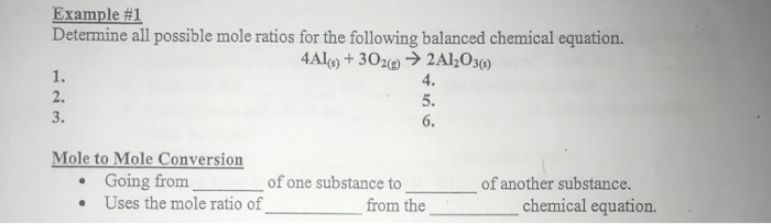 Solved Example #1 Determine all possible mole ratios for the | Chegg.com