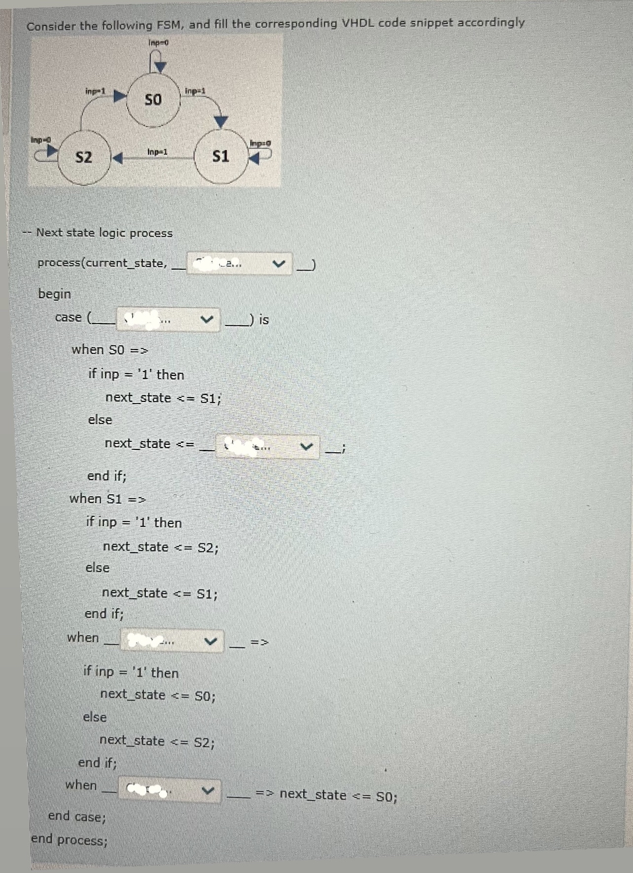 Solved Consider the following FSM, ﻿and fill the | Chegg.com