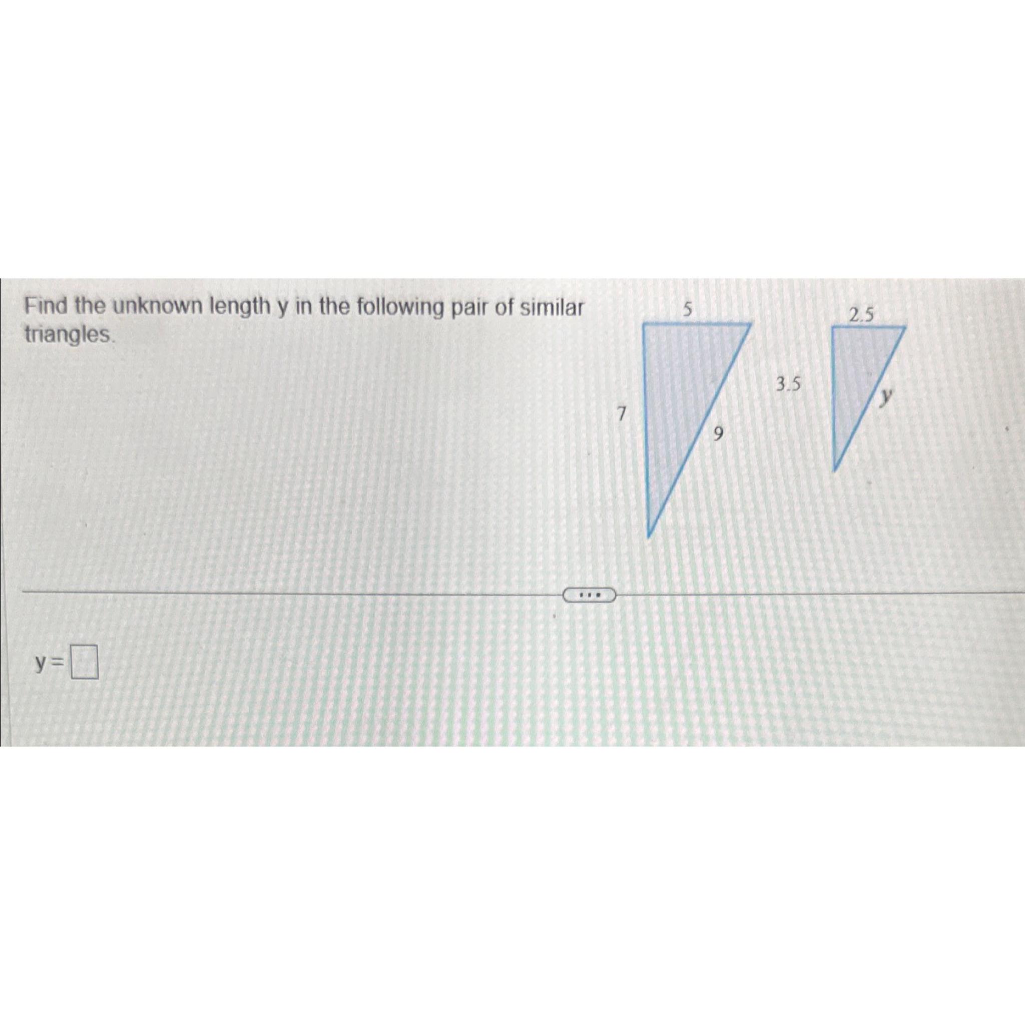 Solved Find the unknown length y in the following pair of | Chegg.com