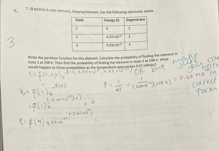 Solved 7. (8 points) A new element, theartpchemium, has the | Chegg.com
