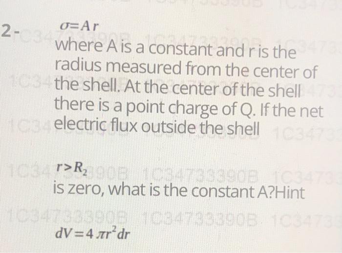 Solved σ=Ar where A is a constant and r is the radius | Chegg.com