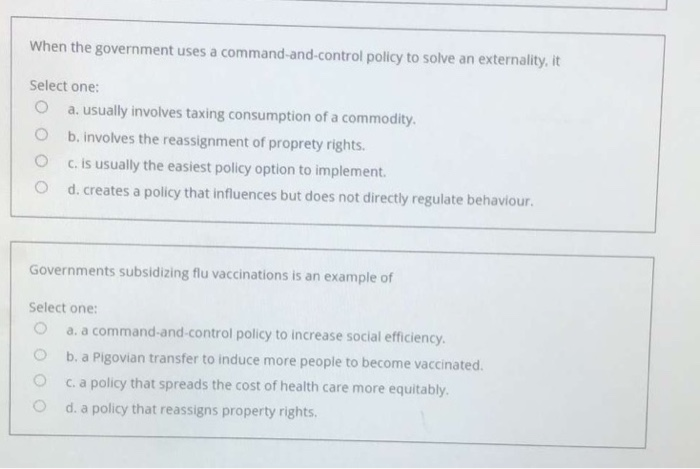 Solved When the government uses a command-and-control policy | Chegg.com