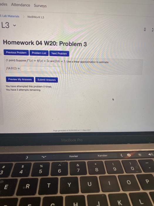 Solved ades Attendance Surveys 1 Lab Materials WebWork L3 L3 | Chegg.com