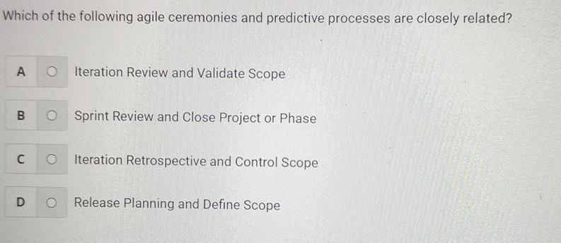 Solved Which of the following agile ceremonies and | Chegg.com