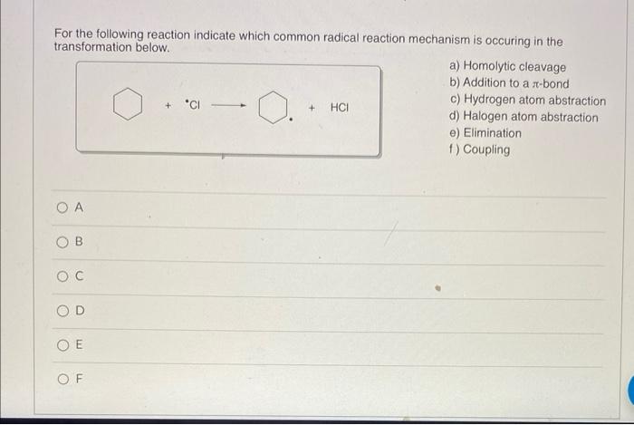 Solved For the following reaction indicate which common | Chegg.com