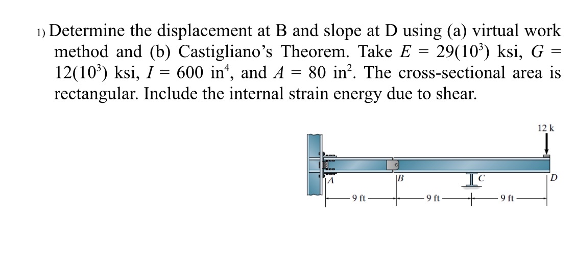 Solved Determine the displacement at B and slope at D using | Chegg.com
