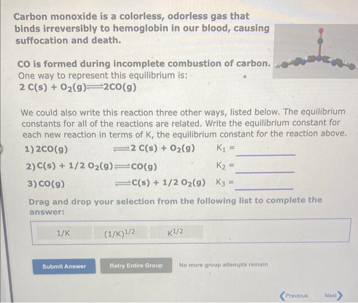 Solved Carbon monoxide is a colorless, odorless gas that | Chegg.com