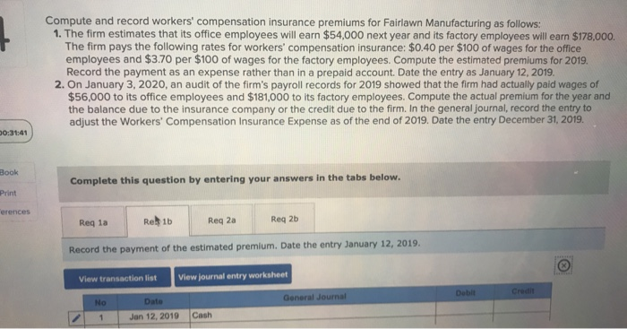 Solved Compute and record workers' compensation insurance | Chegg.com