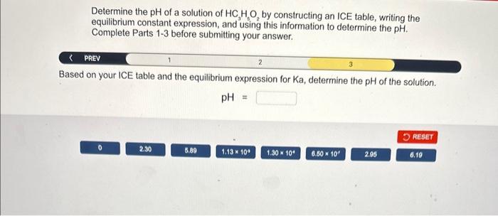 Solved Determine the pH of a solution of HC3H5O2 by | Chegg.com