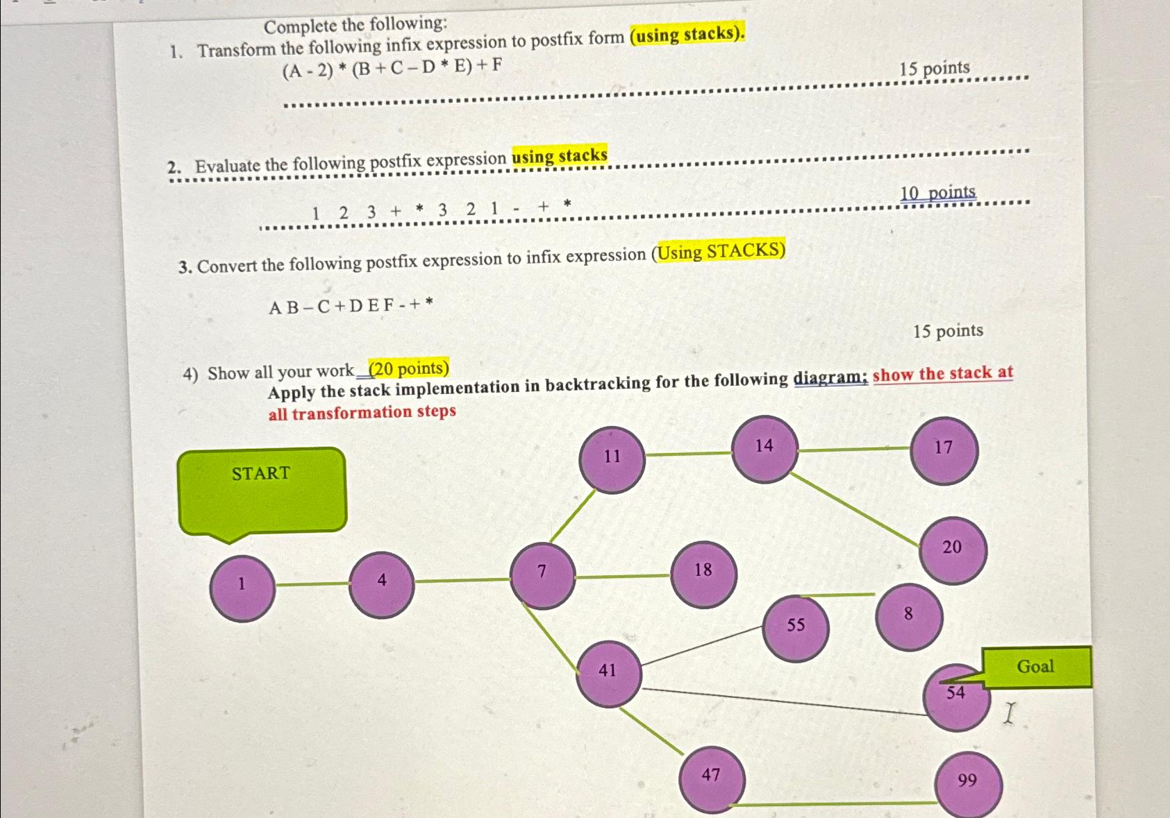 Solved Complete the following:Transform the following infix | Chegg.com