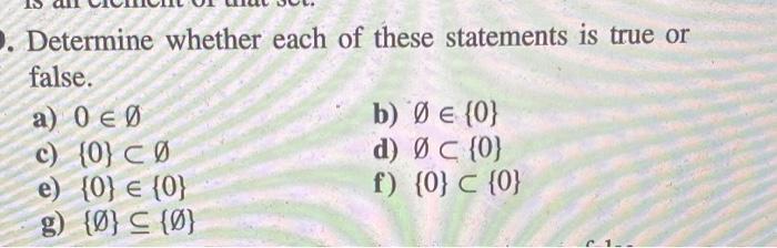 Solved Determine whether each of these statements is true or | Chegg.com