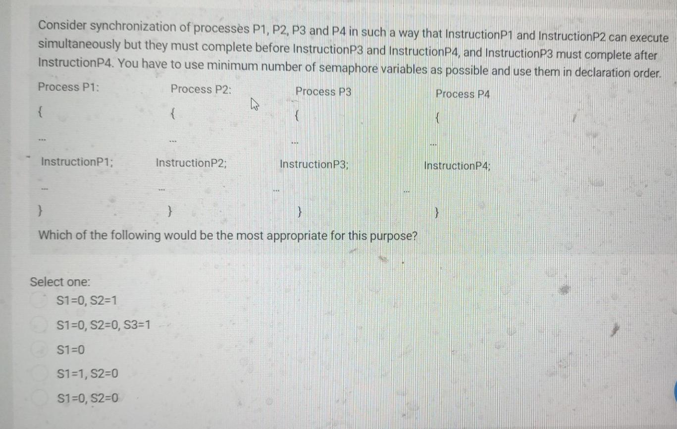 Solved Consider synchronization of processes P1, P2, P3 and | Chegg.com