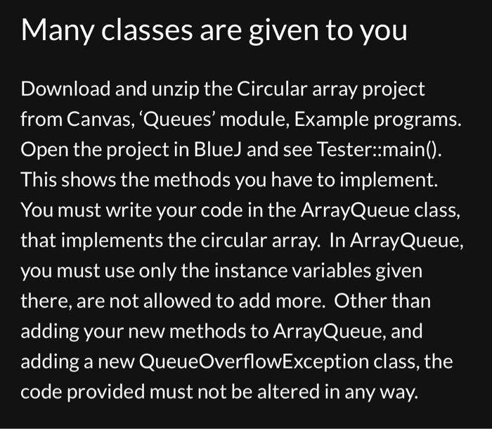 Solved Purpose is to implement a queue using a circular | Chegg.com