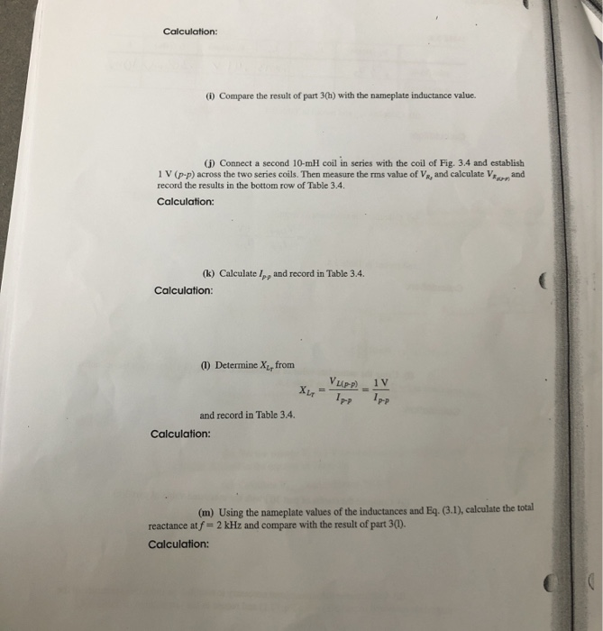 Solved Part 3 Inductive Reactance A Construct The Network 8399