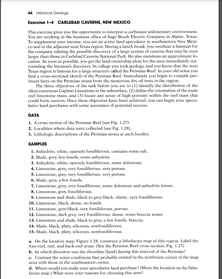 Solved Exercise 1-4 ﻿CARLSBAD CAVERNS, NEW MEXICOThis | Chegg.com