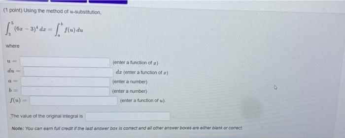 Solved (1 pointy Using the method of u-substitution, S: *16= | Chegg.com Solved (1 pointy Using the method of u-substitution, S: *16= | Chegg.com