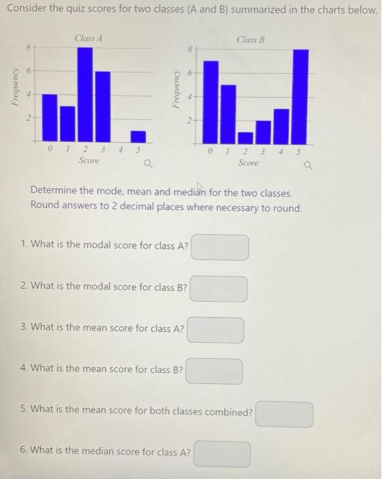 Solved Consider the quiz scores for two classes (A and B) | Chegg.com