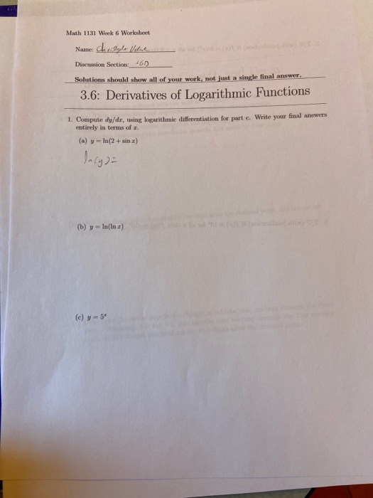 Solved Math 1131 Week 6 Worksheet Name: ChBoyle Value | Chegg.com