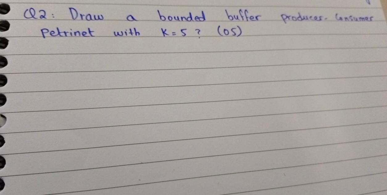 Q2: Draw a bounded buffer produces- ﻿insumer petrinet | Chegg.com