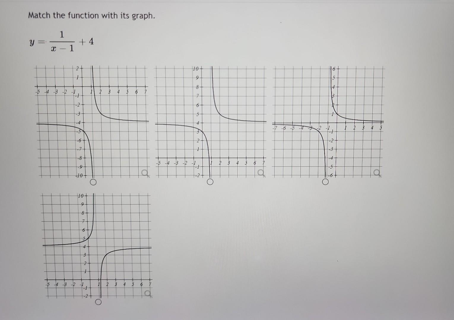 Solved Match the function with its graph. y=x−11+4 | Chegg.com