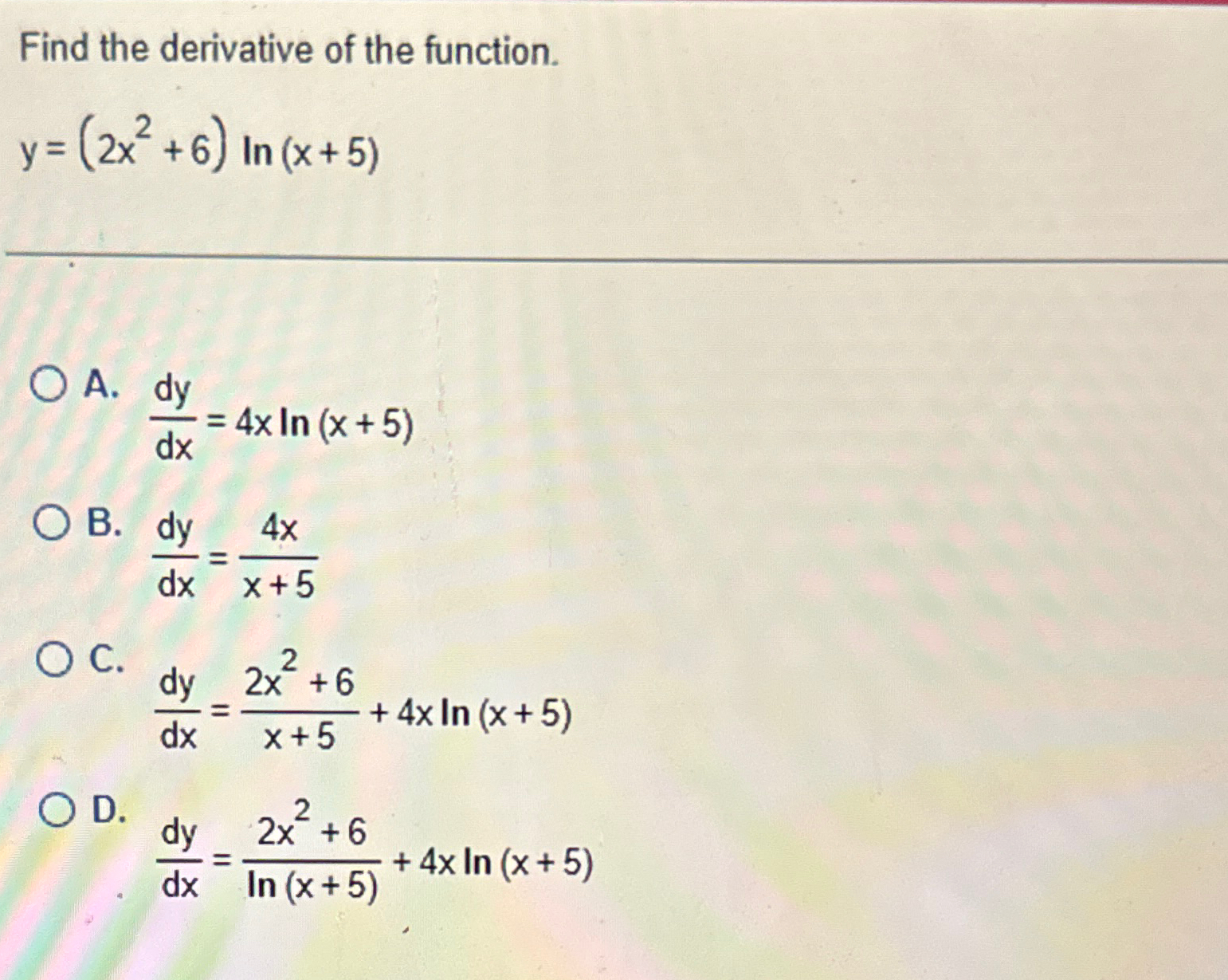 Solved Find the derivative of the | Chegg.com