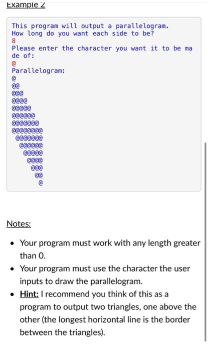 Solved Parallelogram Program Write a program that prints the | Chegg.com